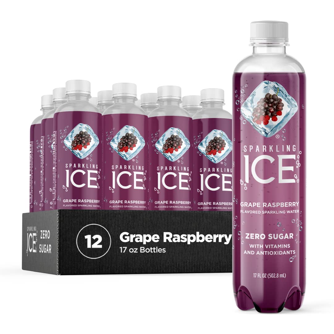 Sparkling Ice, Grape Raspberry Sparkling Water, Zero Sugar Flavored ...