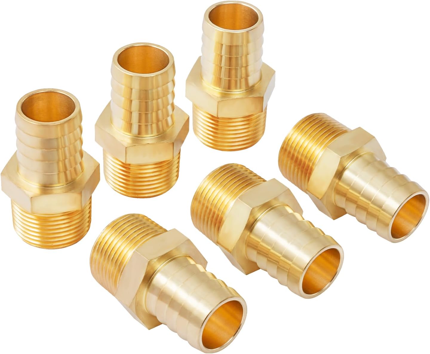 SUNGATOR 1-Inch Hose Barb Fittings, 6-Pack Brass Air Hose Fittings, 1 ...