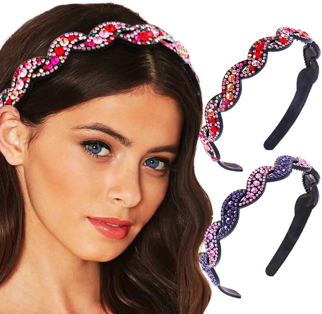 Amazon.com : Bouory Sparkly Rhinestone Headbands Colorful Crystal ...