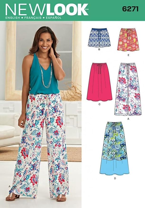 Amazon.com: New Look Ladies Easy Sewing Pattern 6271 Drawstring Skirts ...