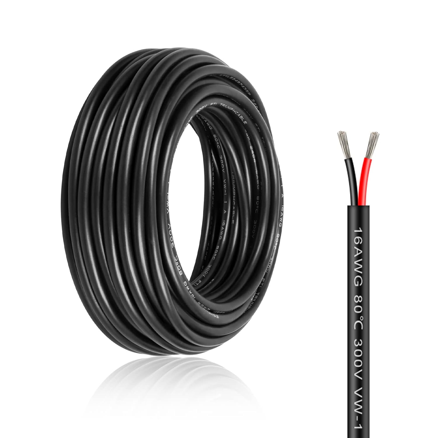 16 Gauge 2 Conductor Electrical Wire, 16 AWG Red & Black Tinned Copper ...