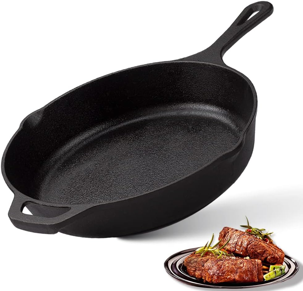 Amazon.com: BEIHG Pre-Seasoned Cast Iron Grill Skillet Pan.cast Iron ...