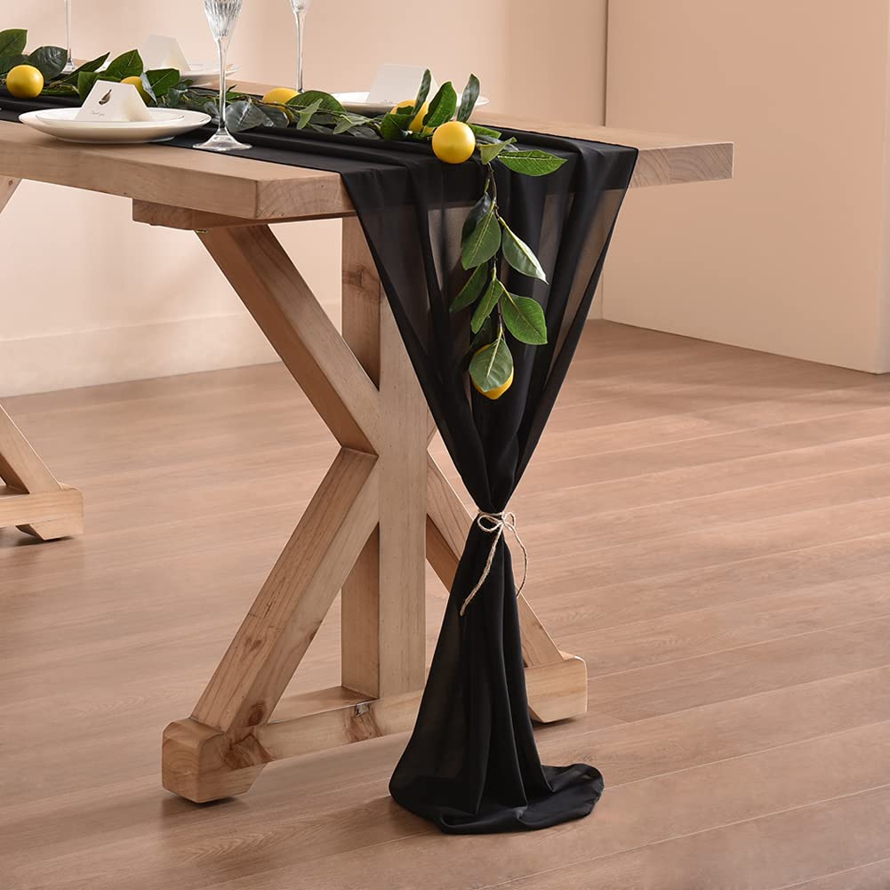 Snapklik.com : Black Chiffon Table Runner Easter Spring Boho Rustic ...