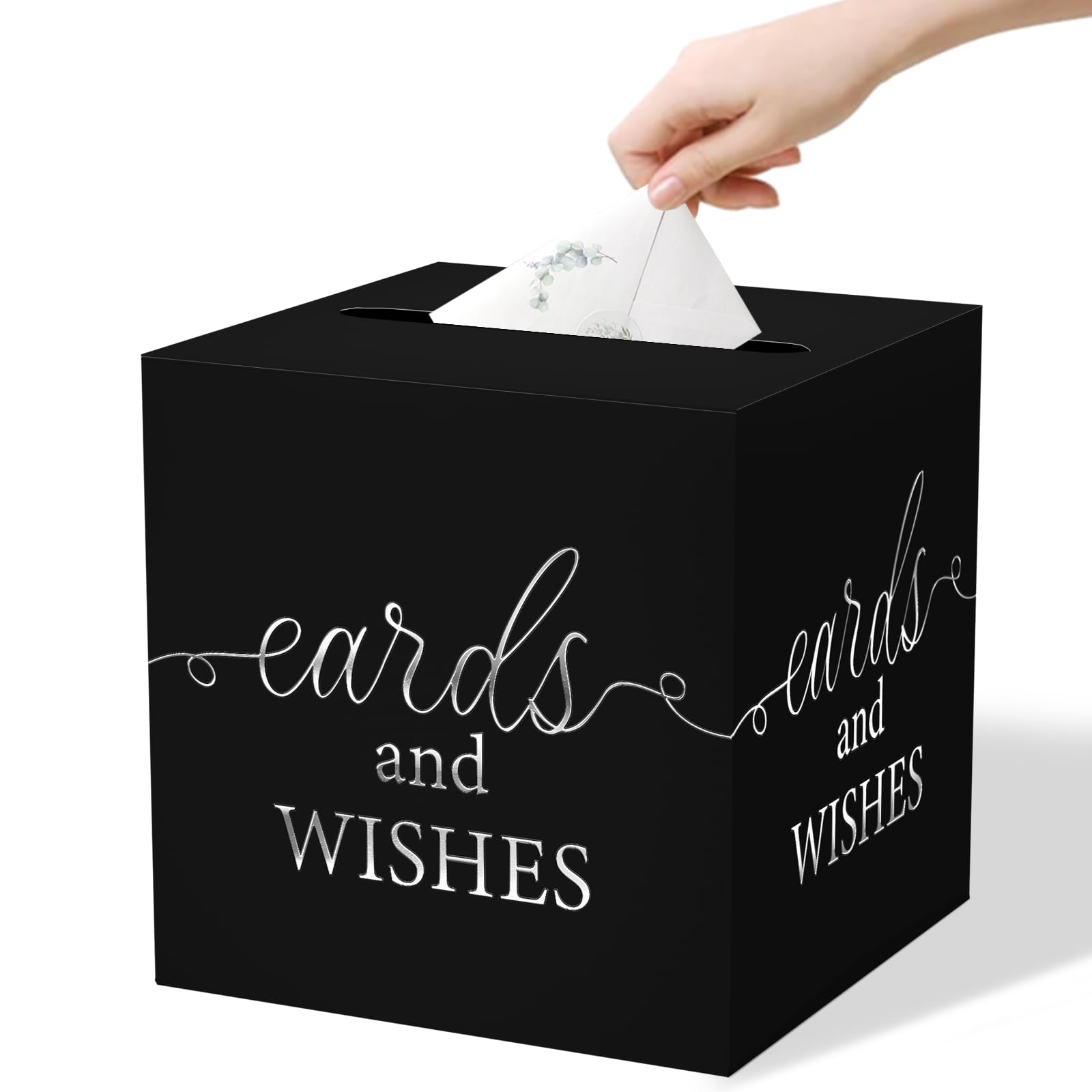 Amazon.com: WNINK Black Card Box with Silver Foil Design, Cards and ...