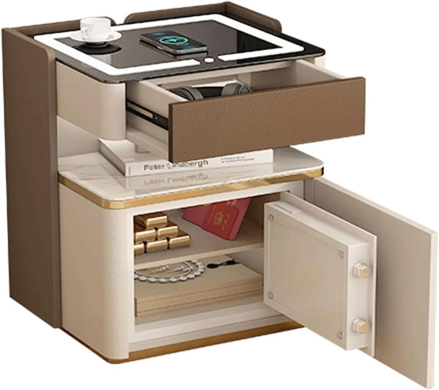 Smart Nightstand W/wireless Charging Station Simple Bedside Table Led ...