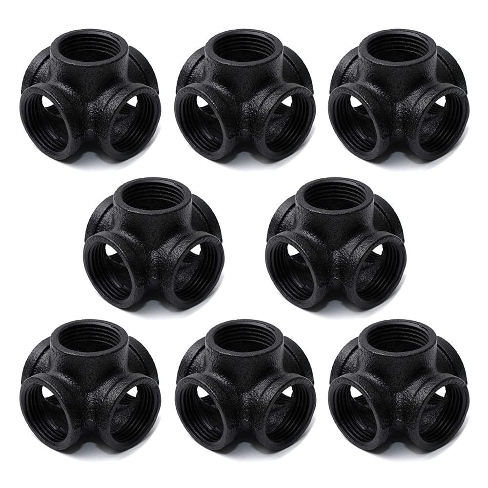 Buy KEEPTOP 3/4 Inch Painted Black Five Way Pipe Corner,Malleable Cast ...