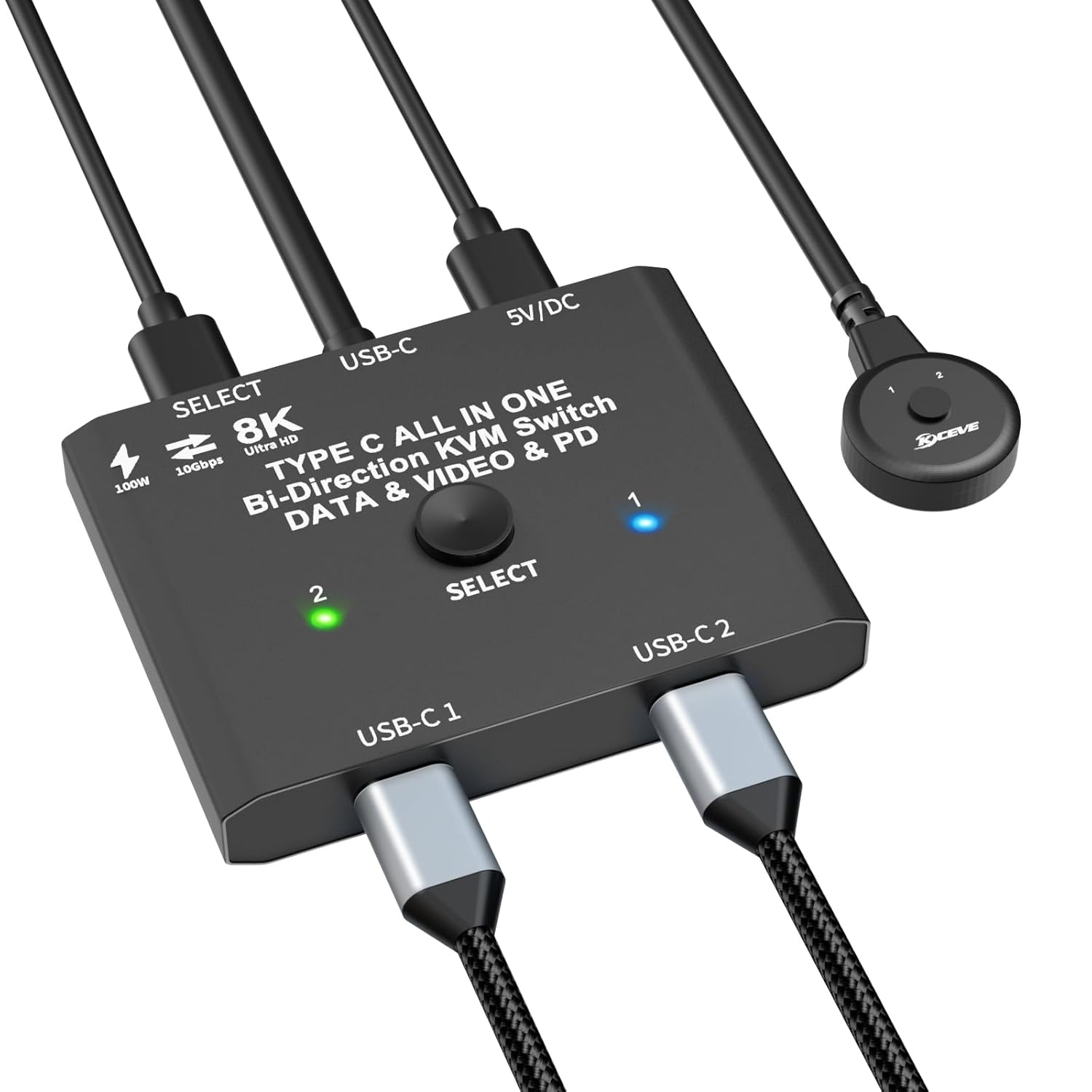 Aoocoo Usb C Switch Bi Directional Usb C Switcher 2 Laptops Usb Type C Kvm Switch 8k