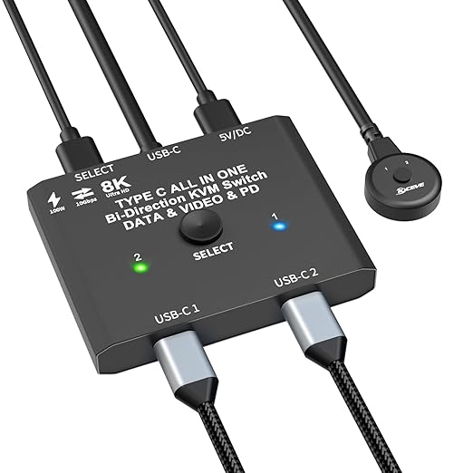 Amazon.com: AOOCOO USB C Switch,Bi-Directional USB C Switcher 2 Laptops ...