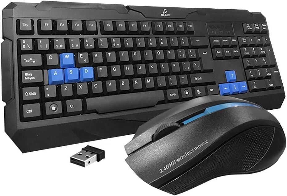 ELE-GATE Kit de Teclado y Mouse inalámbrico (ST.03) Español España de ...