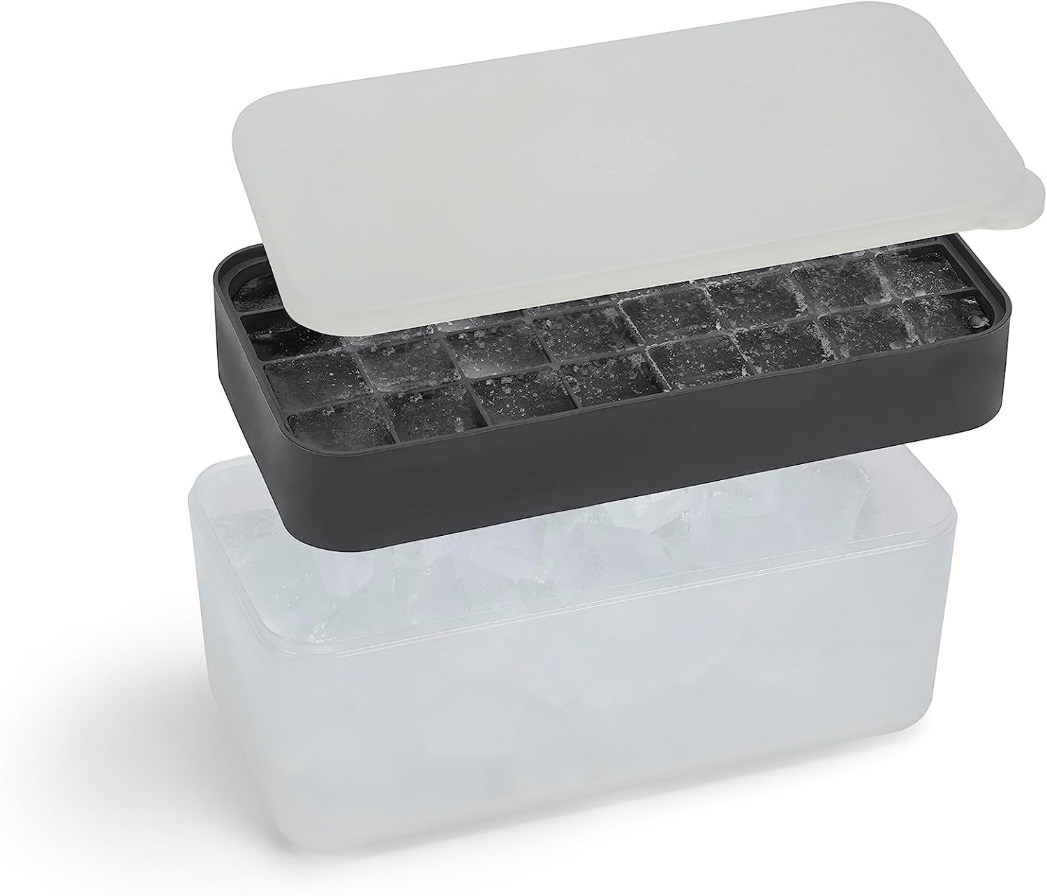 Amazon.com: W&P Ice Box Silicone Ice Cube Tray with Lid and Bin, Holds ...