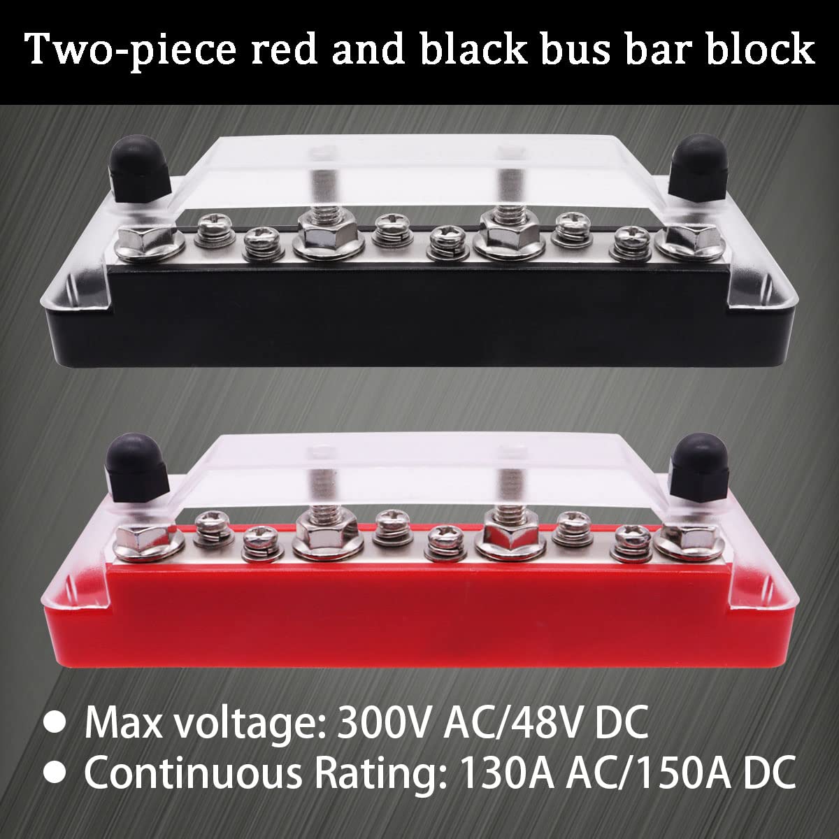 Iaccessoryonline Busbar Red & Black 5/16 Busbar – 4-Stud Power ...