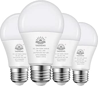 YAOHENG A21 LED Light Bulb, 150W Equivalent Light Bulbs, 19W 5000K ...