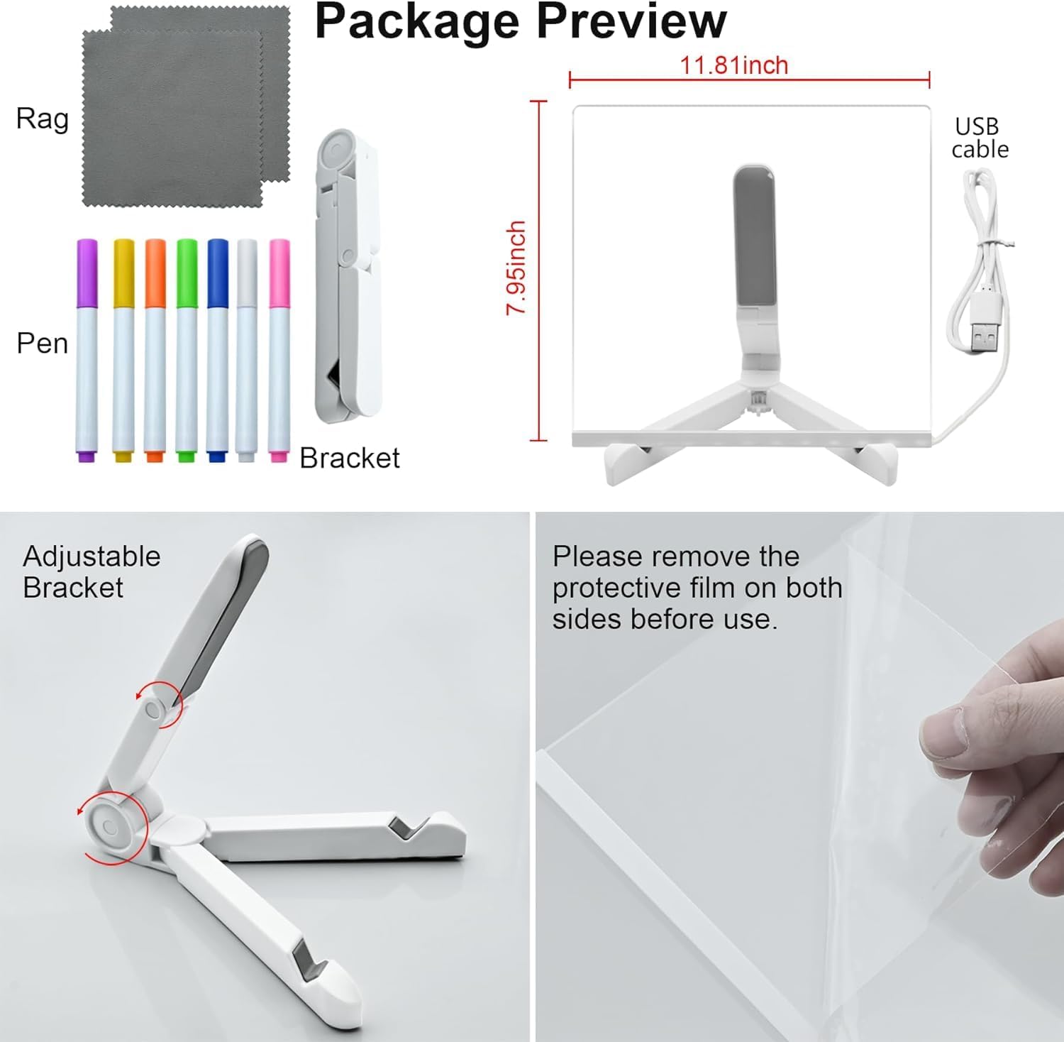 Tablero de notas LED con colores, pizarra de borrado en seco brillante ...