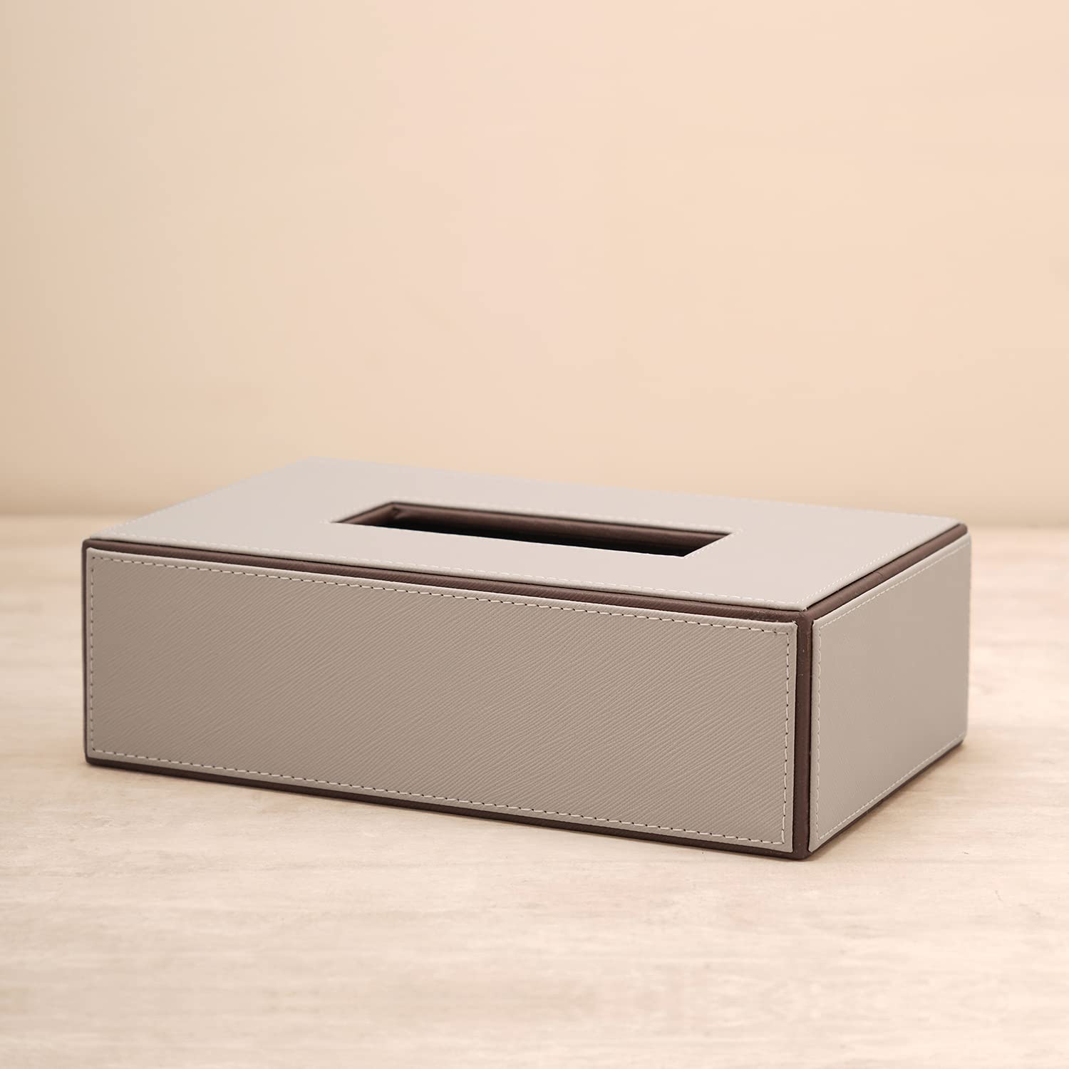 Pure Home and Living Beige Faux Leather Tissue Box Cover : Amazon.in ...
