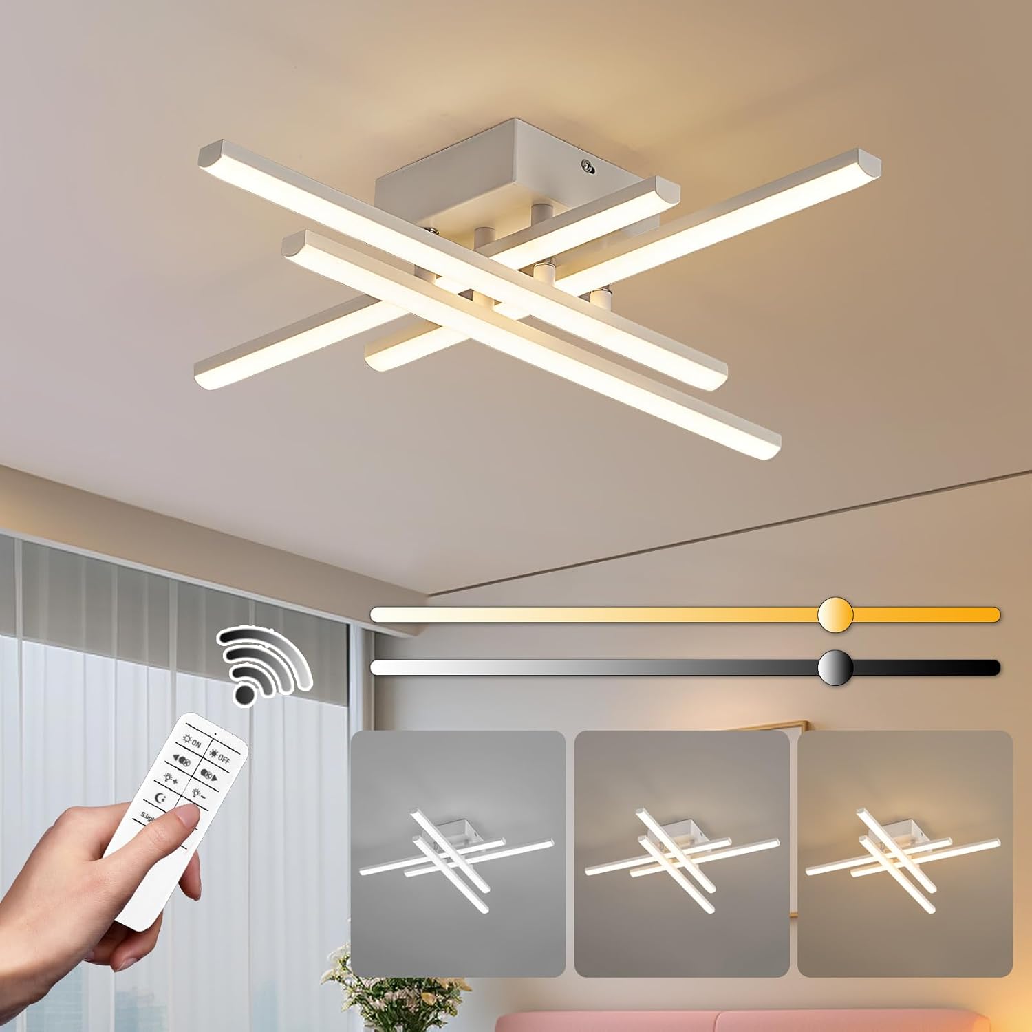ORANOOR Modern Flush Mount LED Ceiling Light Fixture, Dimmable 24inch ...