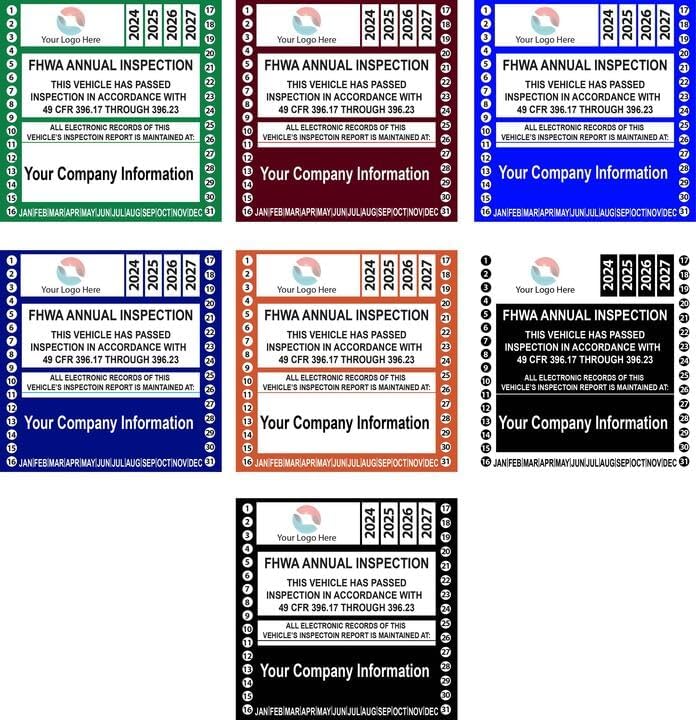 Amazon.com: Kalair GFX FHWA Vehicle Annual DOT Inspection Stickers 2024 ...