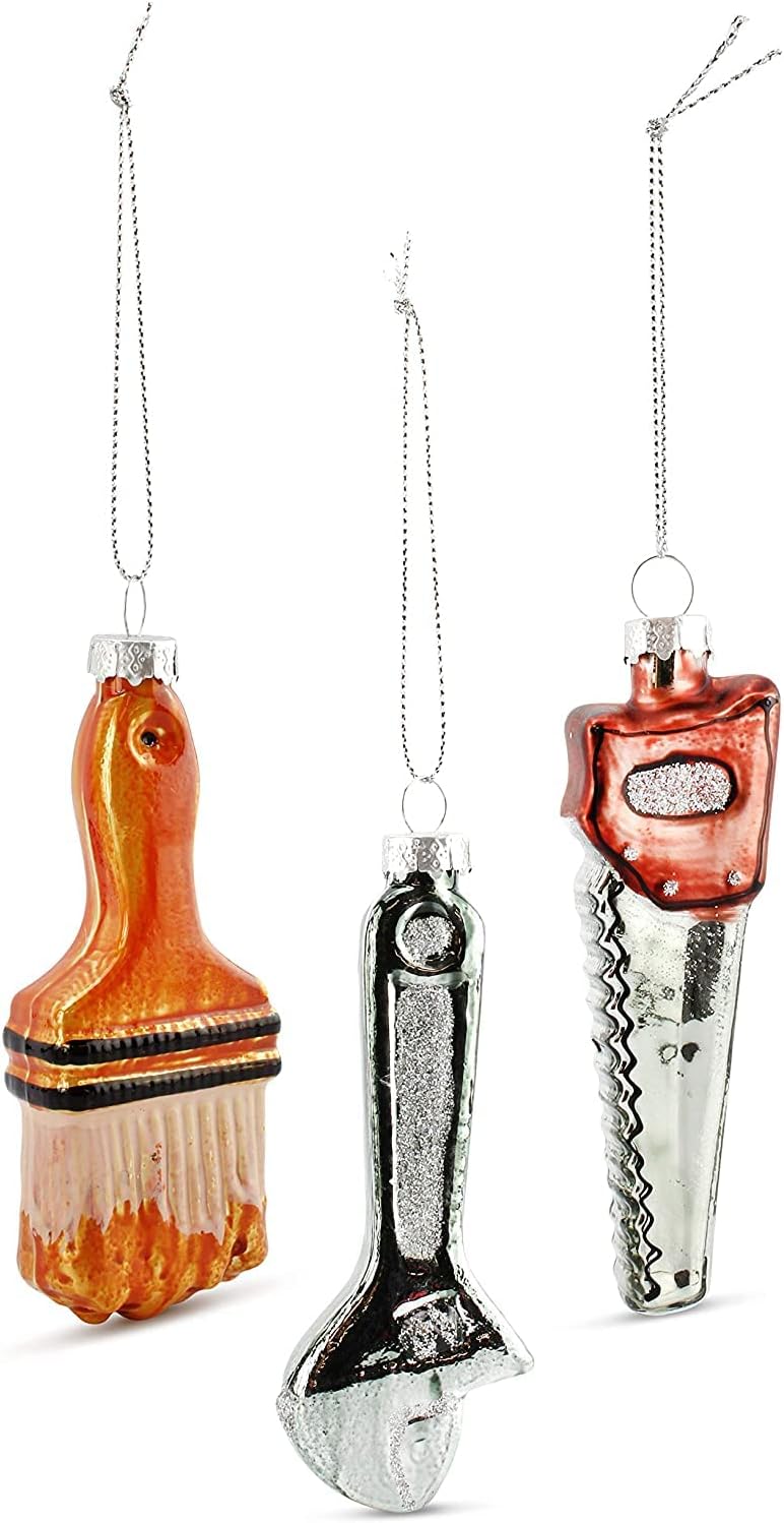 Amazon.com: Decorae Glass Handyman Christmas Ornaments (Set of 3 ...