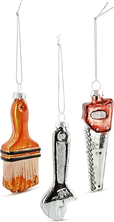 Amazon.com: Decorae Glass Handyman Christmas Ornaments (Set of 3 ...