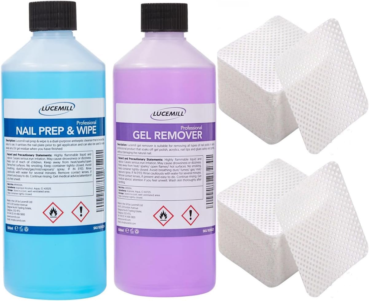 Buy 500ml Nail Polish Prep & Wipe + 500ml Acetone Gel Remover + 200 ...