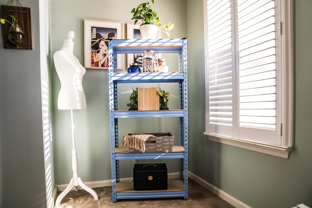 Amazon.com: 5 Tier Adjustable Steel Powder Coated Rack Storage Shelving ...