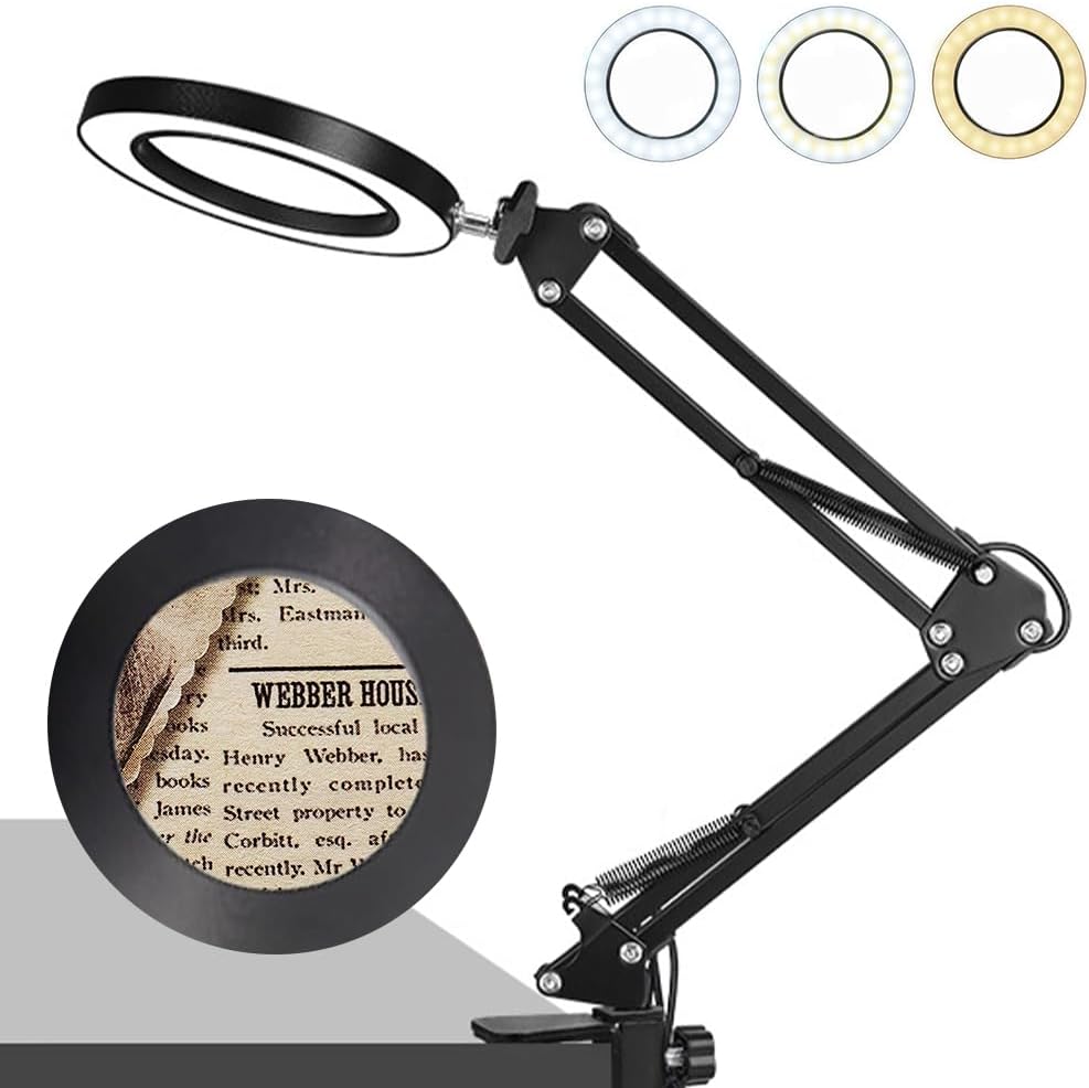 ALIMOTA Lupa con luz 10X Lupa iluminada 72 Lámpara de Aumento LED 3 ...