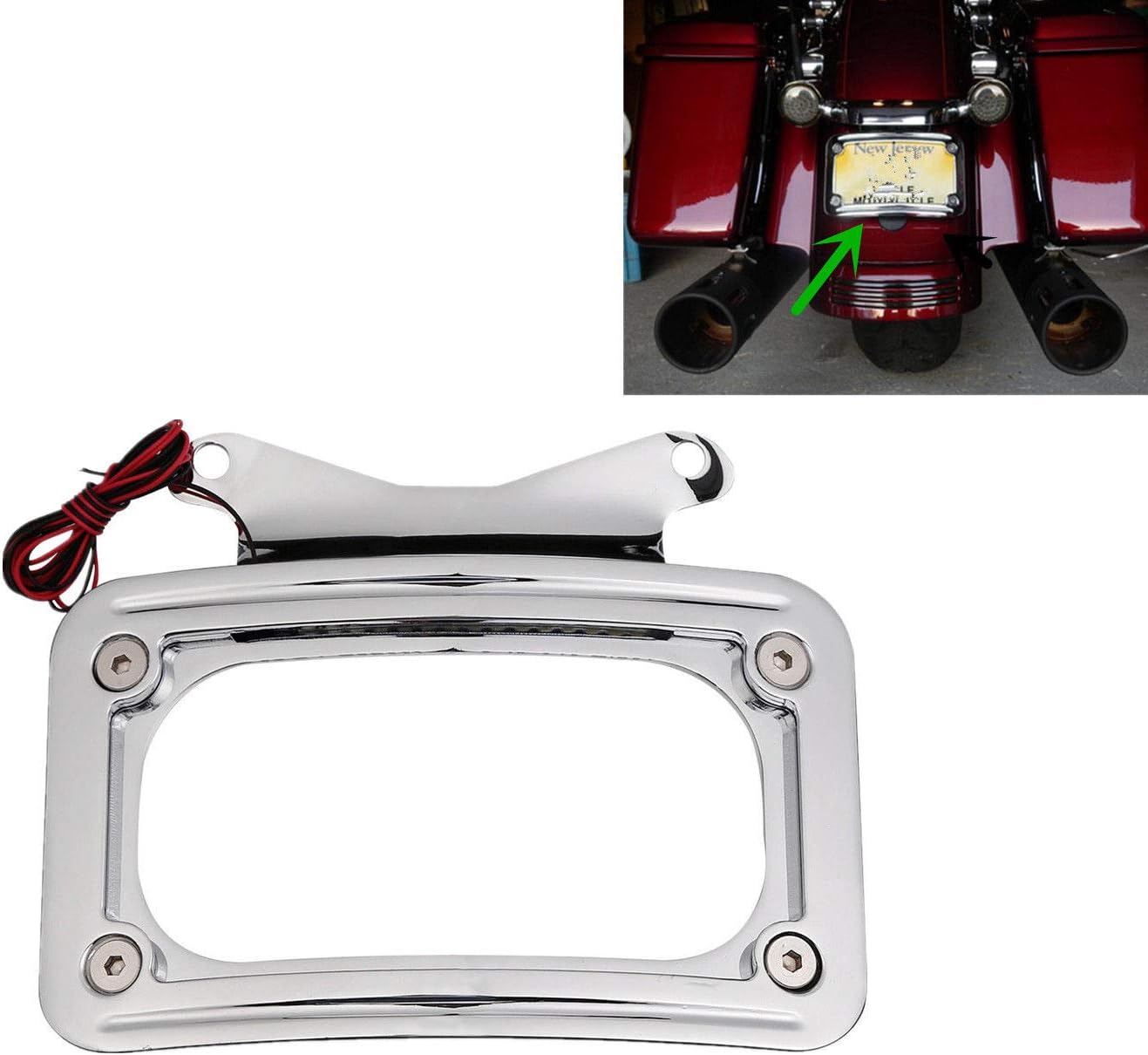 Amazon.com: TCT-MOTORPARTS Curved License Plate Frame W/LED Light Fit ...