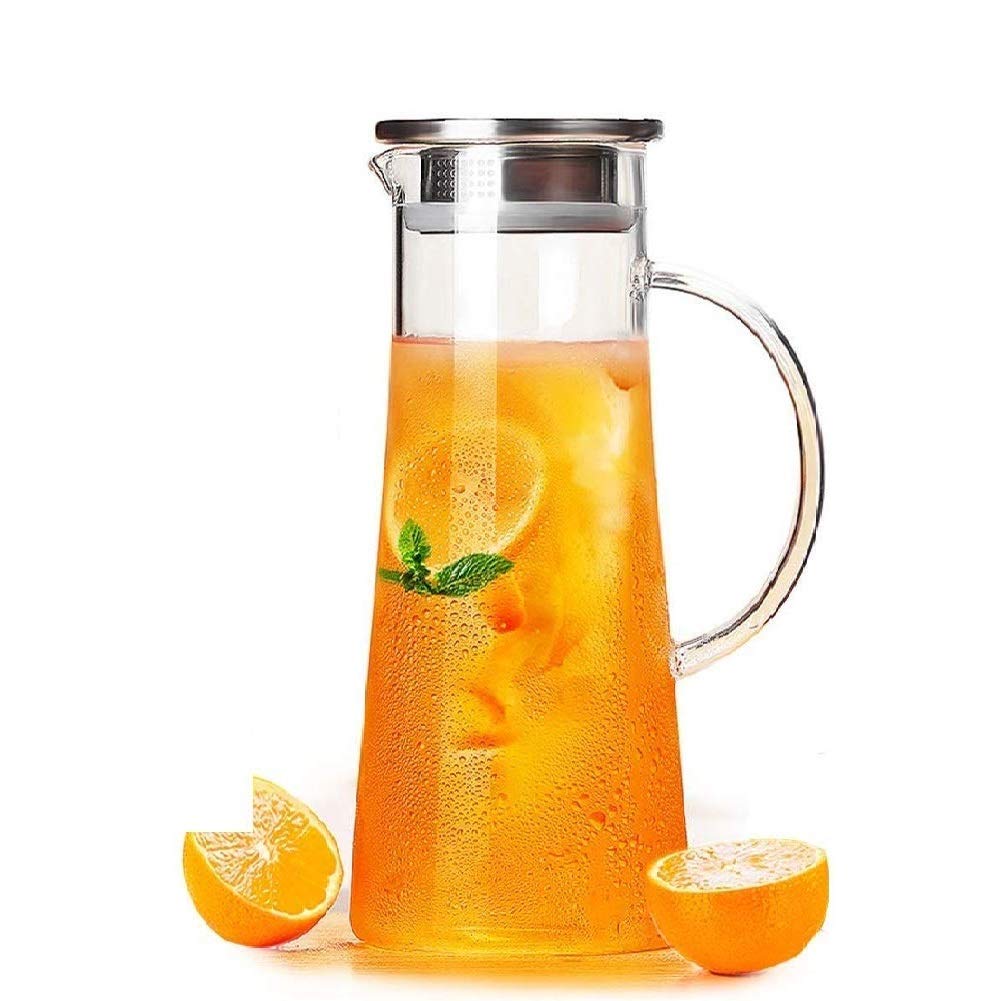 Buy Aeternum Glass Water Jug with Lid Glass Pitcher Hot Water Jug Milk ...