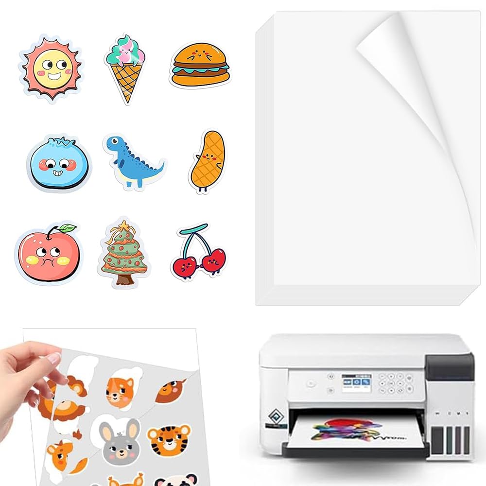 Printable Vinyl Sticker Paper, 30 Sheets Self-Adhesive Vinyl Inkjet ...