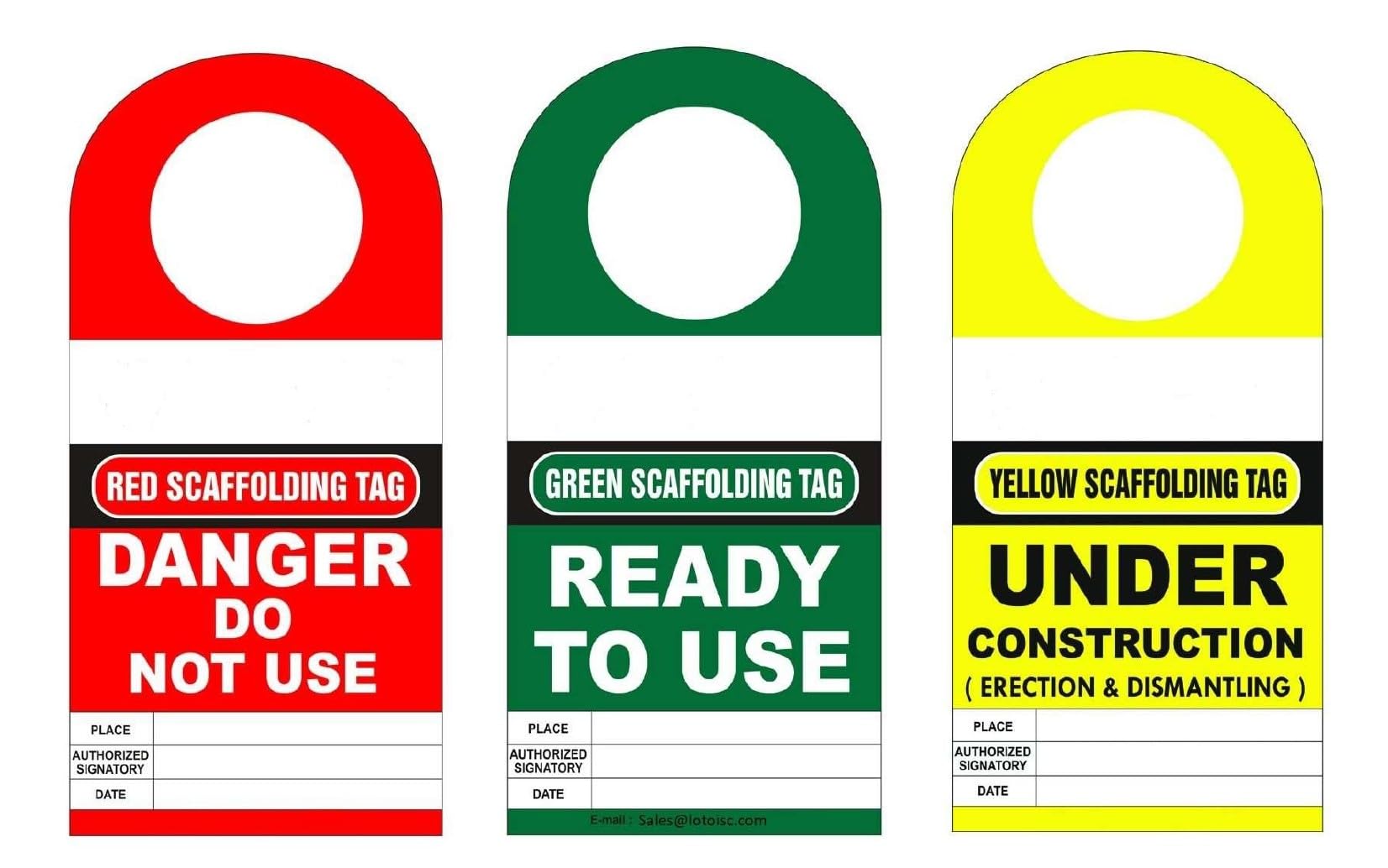 Loto Industrial Safety Round Scaffolding Tag -Red/Yellow/Green- Set of ...