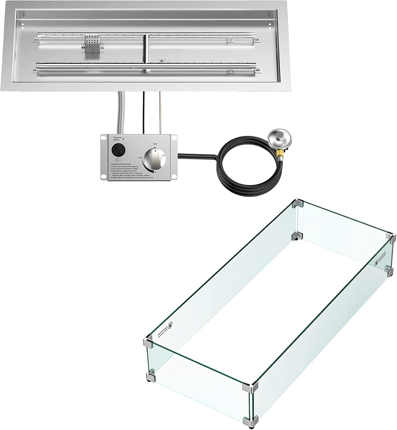 Amazon.com: Skyflame 30" Rectangle Stainless Steel Fire Pit Drop-in ...