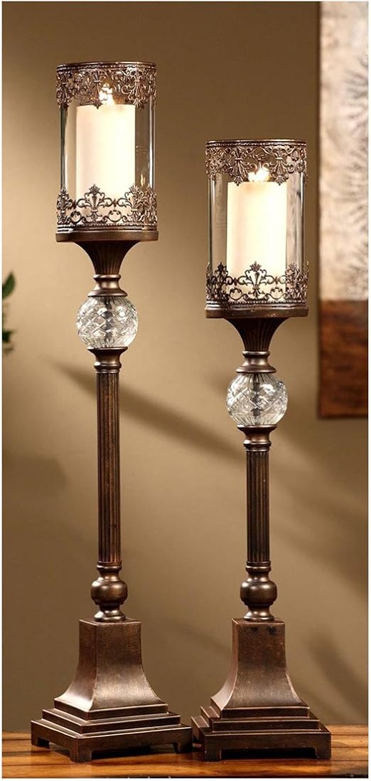 Amazon.com: Crestview Collection Ashland Pillar Candle Holder Set of 2 ...