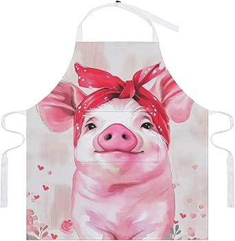 Amazon.com: Dolrlasin Cute Pig Flowers Aprons Adjustable Aprons with ...