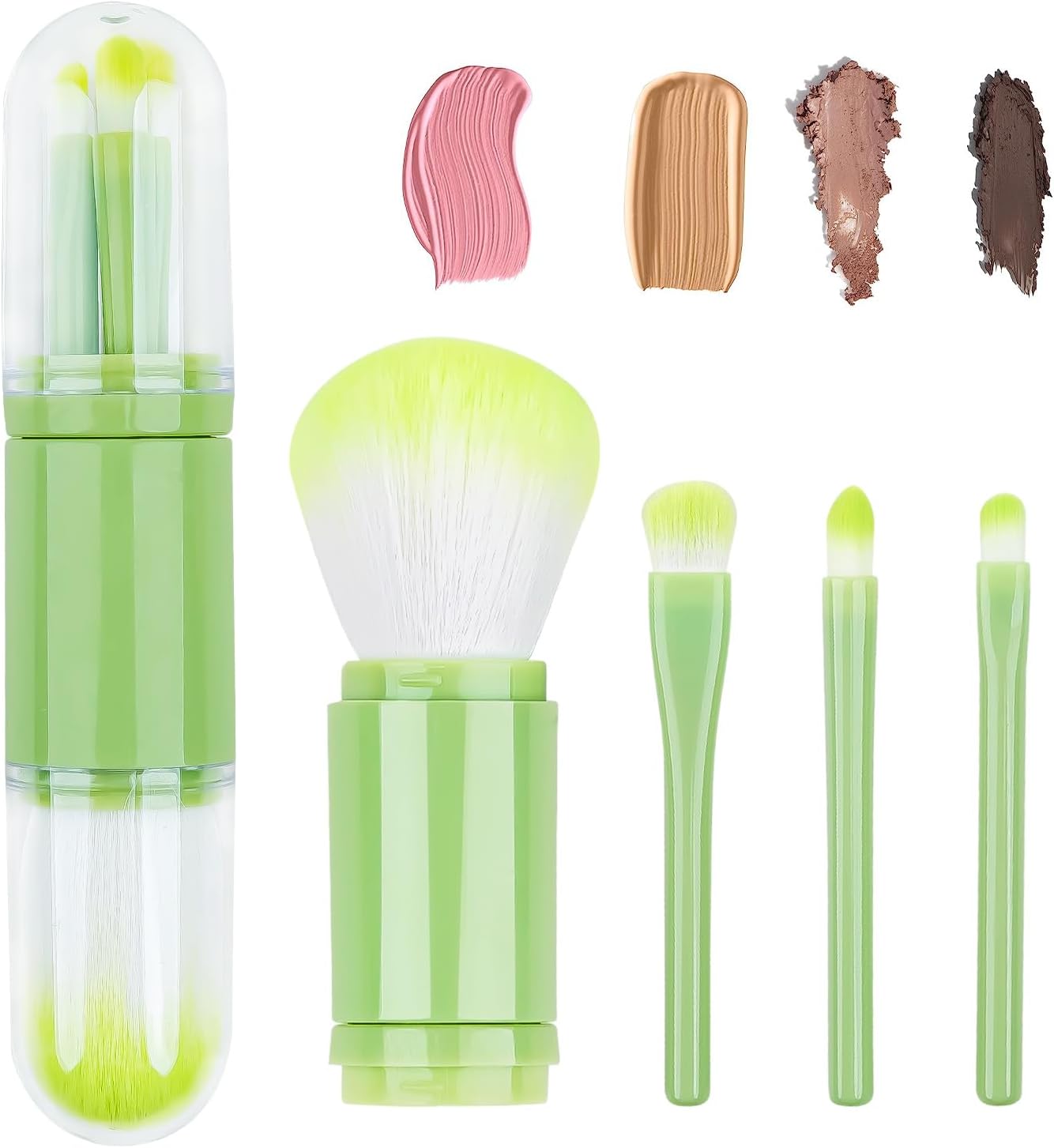 Amazon.com: Mini Makeup Brush Travel Set - Green 4 in 1 Portable ...