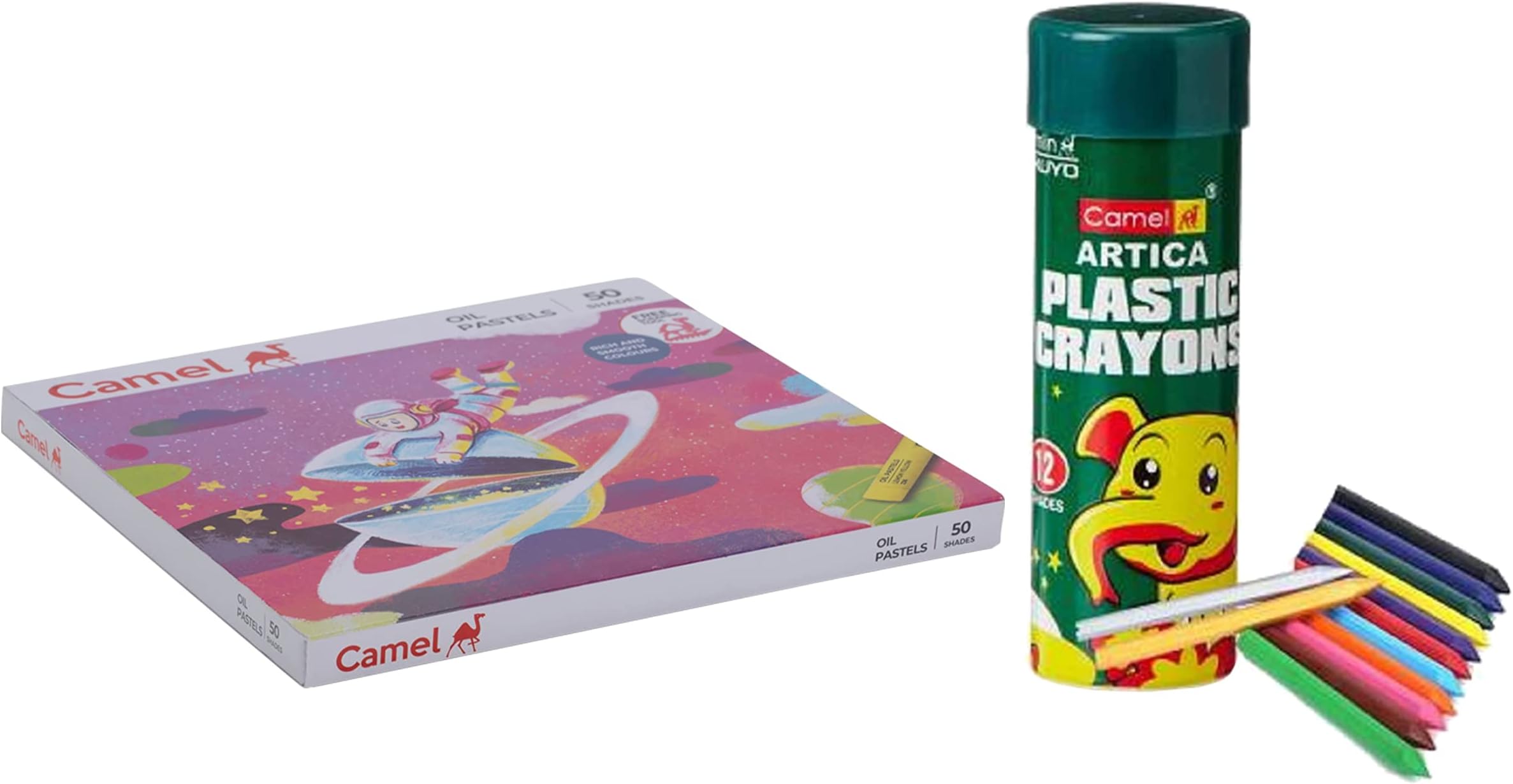 Camel Camlin Kokuyo Oil Pastel (50 Shades) Plastic Crayons - 12 Shades ...