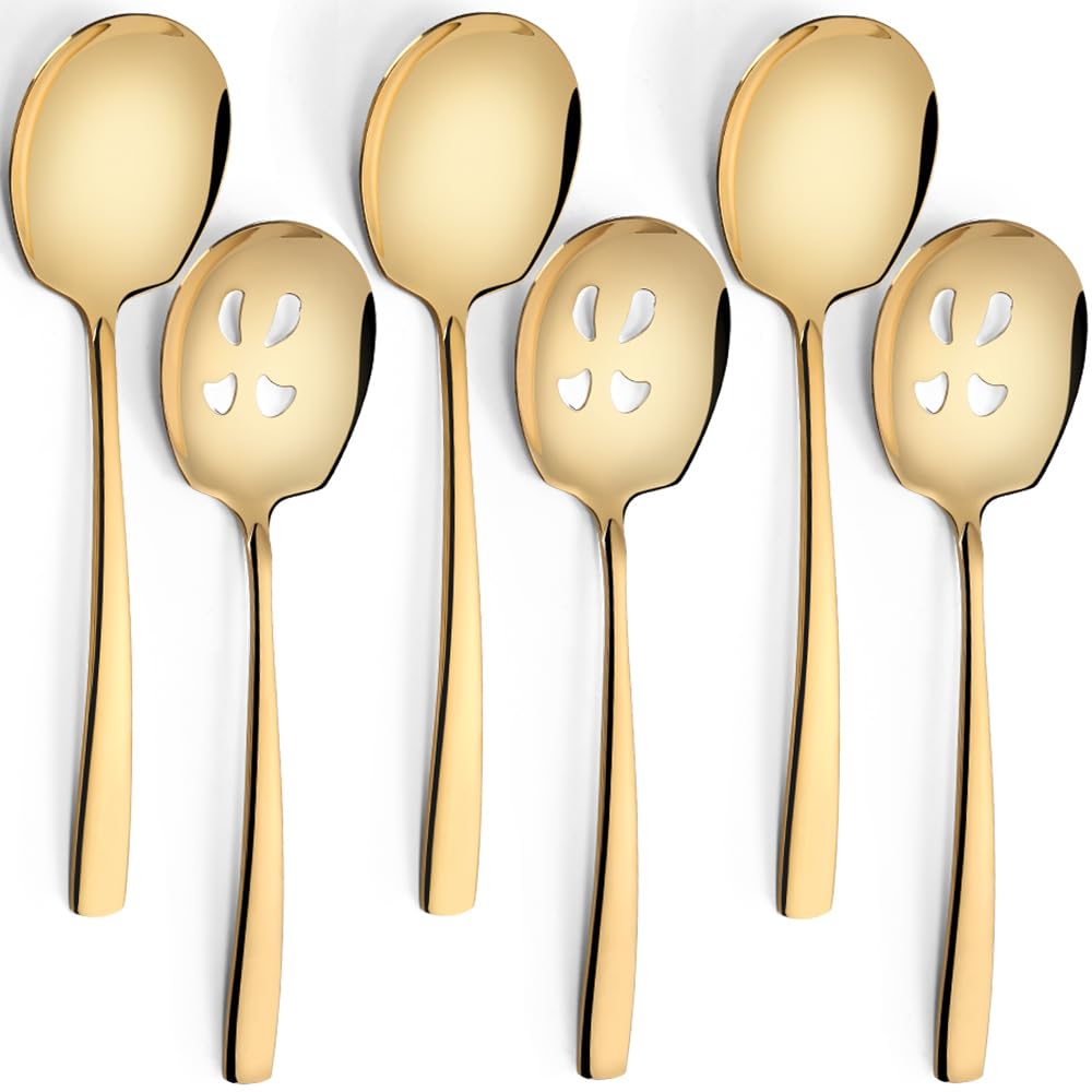 Amazon.com: Large Serving Spoons Set Stainless Steel 9.14 Inch Slotted ...