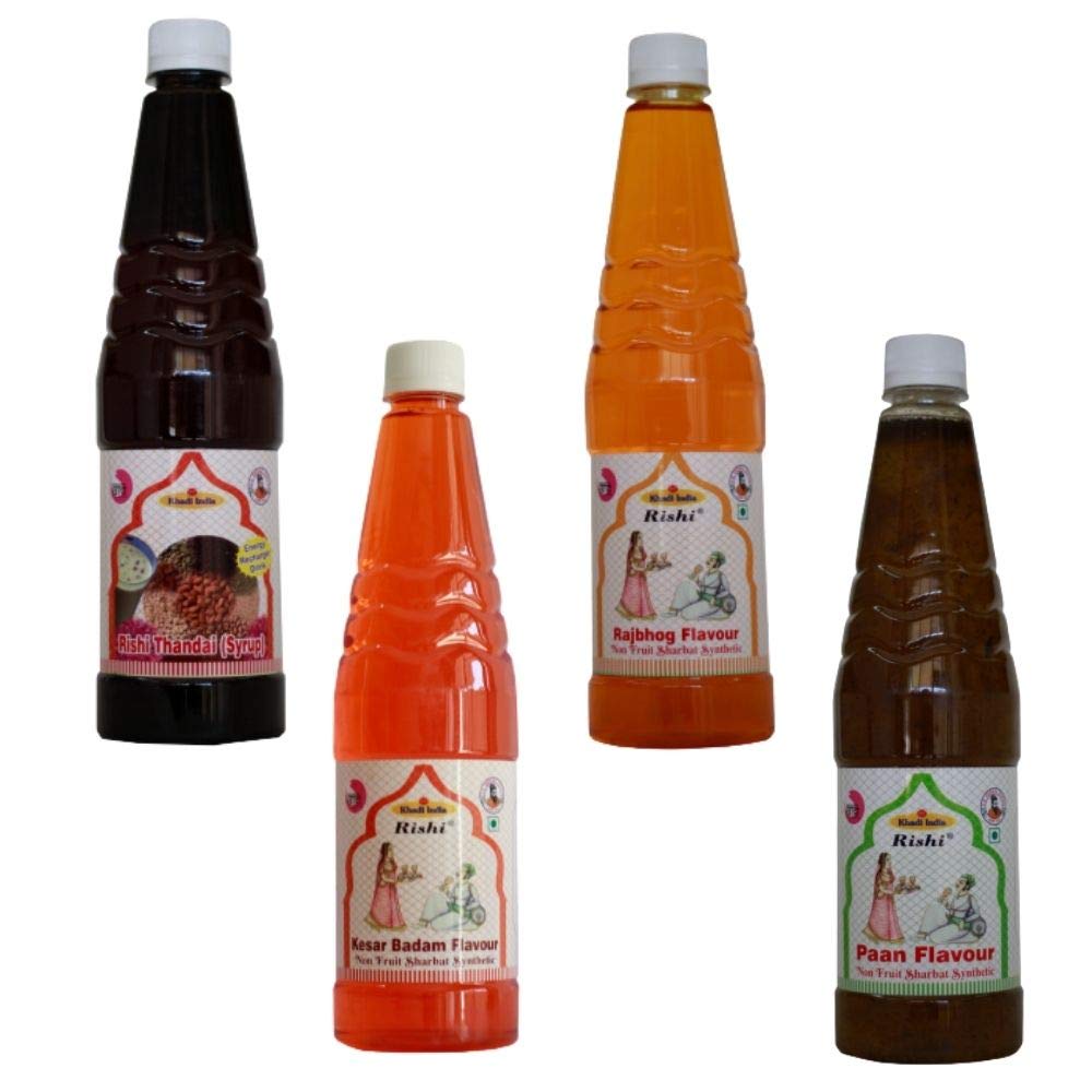 RISHI Premium Sharbat Pack of 4 Flavors - Kesar Badam, Rajbhog, Paan ...