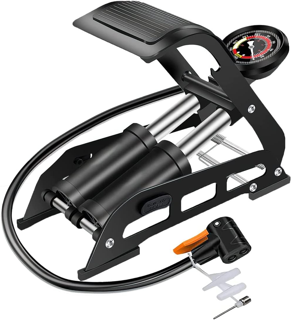 Exrp Double Barrel Bike Floor Foot Pump,Portable Air Pump Inflator Pump ...