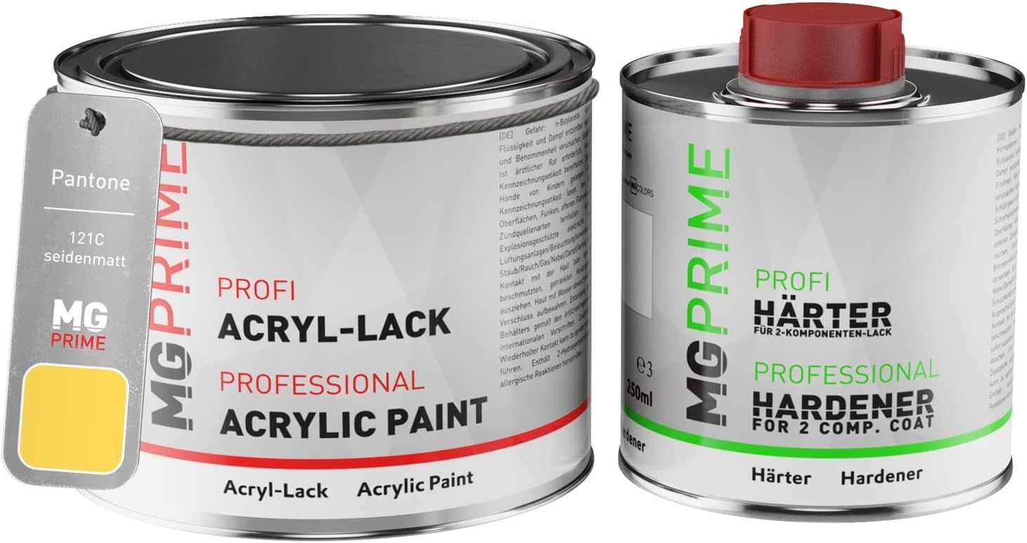 MG PRIME Pantone 121C Yellow Acrylic paint silk matt 0.75 litres / 750 ...