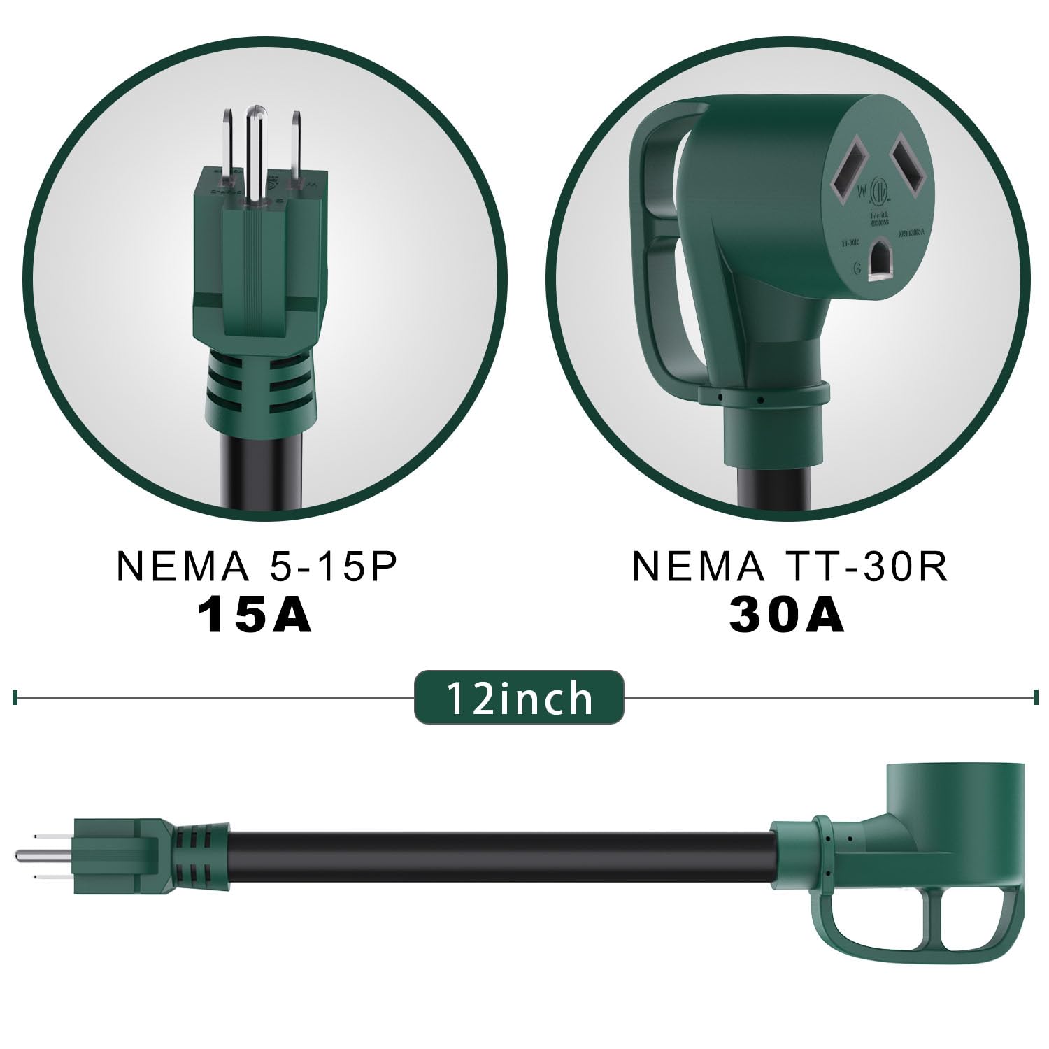 Snapklik.com : Besfor 30 Amp To 110 Volt Adapter RV Adapter Cord, 12 ...