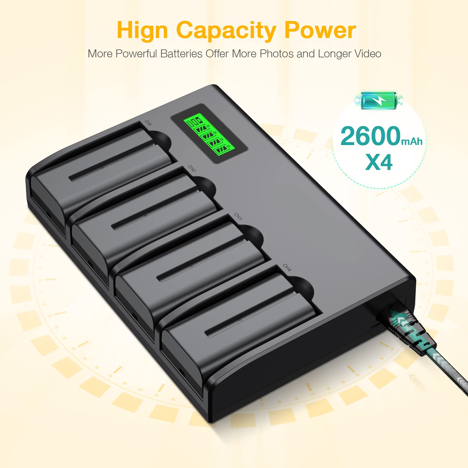 NP-F550 Battery 4 Pack and 4 Channel Charger Compatible with Sony NP ...