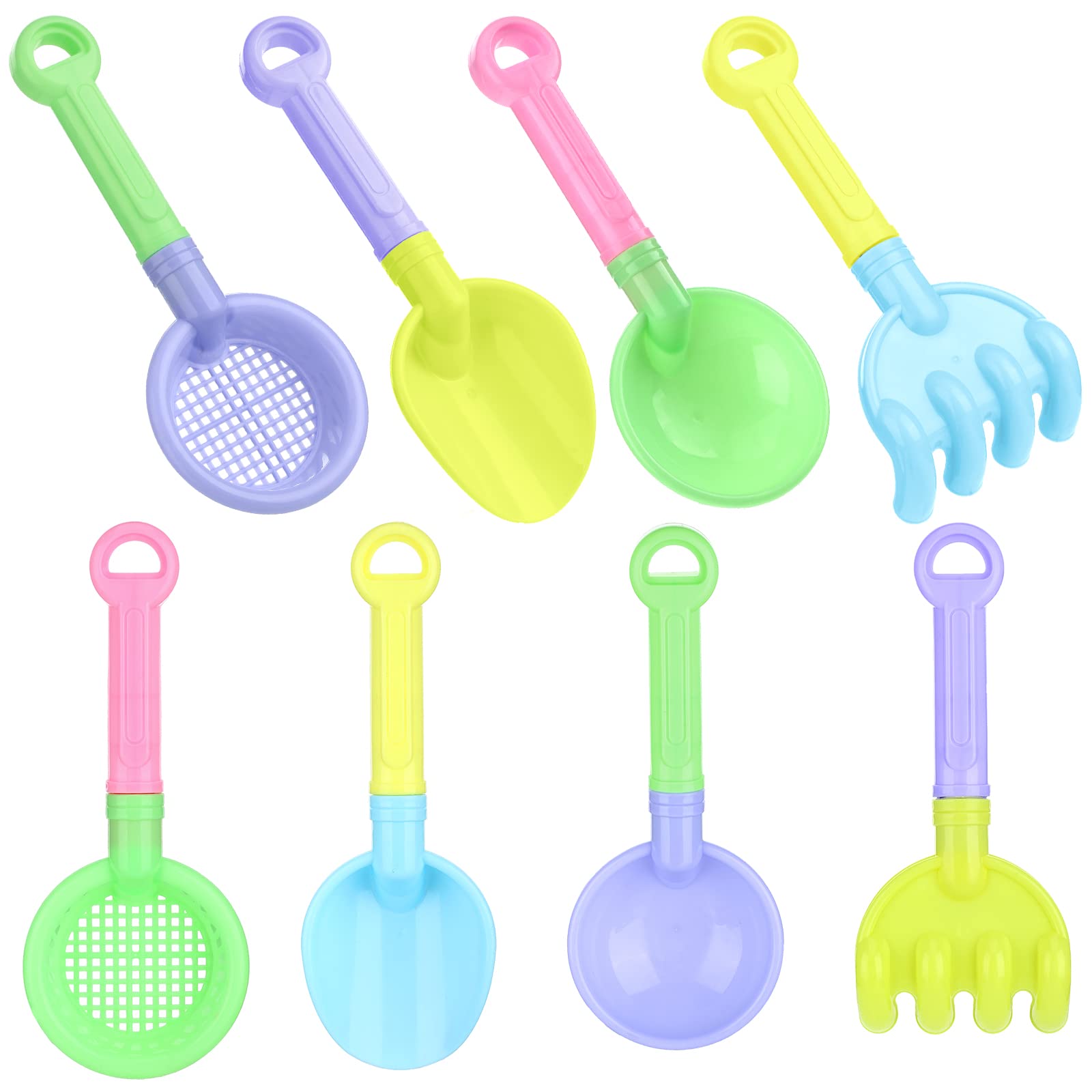 Snapklik.com : 8 Pieces Sand Shovels For Kids Colorful Plastic Rake ...