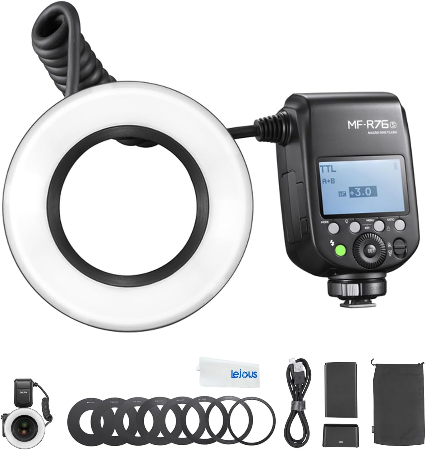 Amazon.com : Godox MF-R76S TTL Macro Ring Flash, Dual-Flash Tubes ...