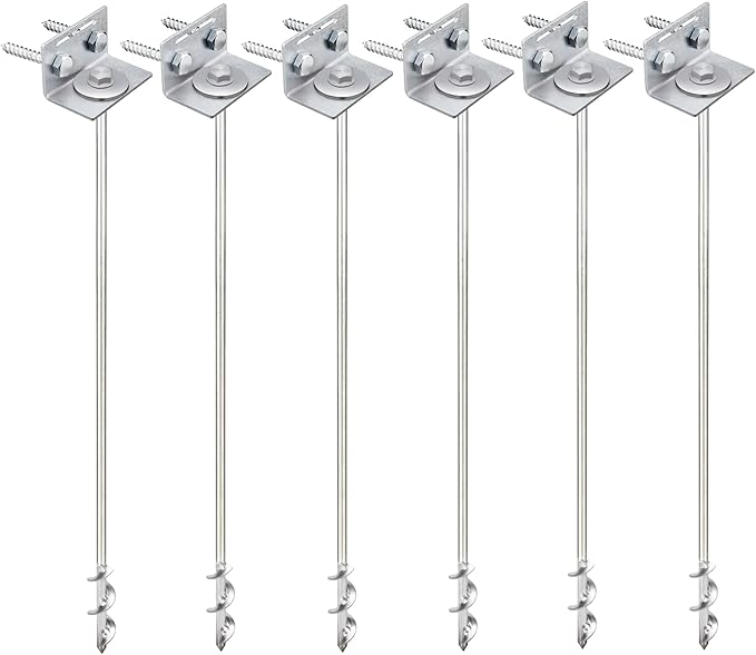 Amazon.com : Ground Anchors Screw in - 24" Set of 6 with Brackets and ...