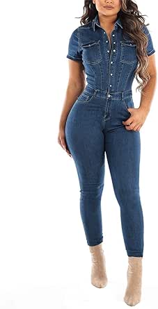 Amazon.com: Generic Overol de mezclilla para mujer, pantalones largos ...