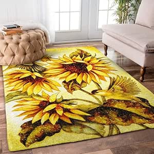 Amazon.com: Sunflower and Hummingbird Rug Sunflower Area Rugs Carpet ...