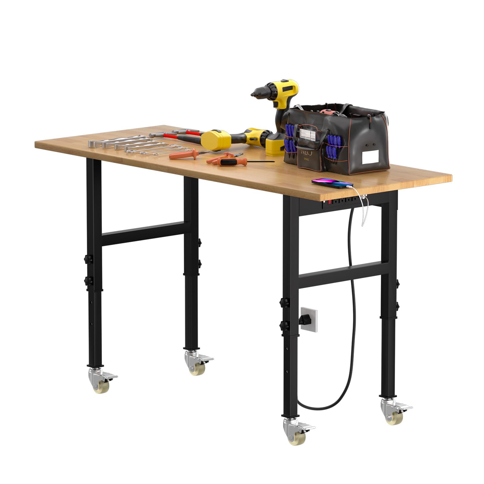 60'' Adjustable Height Workbench, Heavy Duty Workbench Desktop Heavy ...