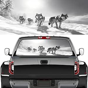Amazon.com - Snow Mountain Wolf Truck Rear Window Decals Vintage Snowy ...