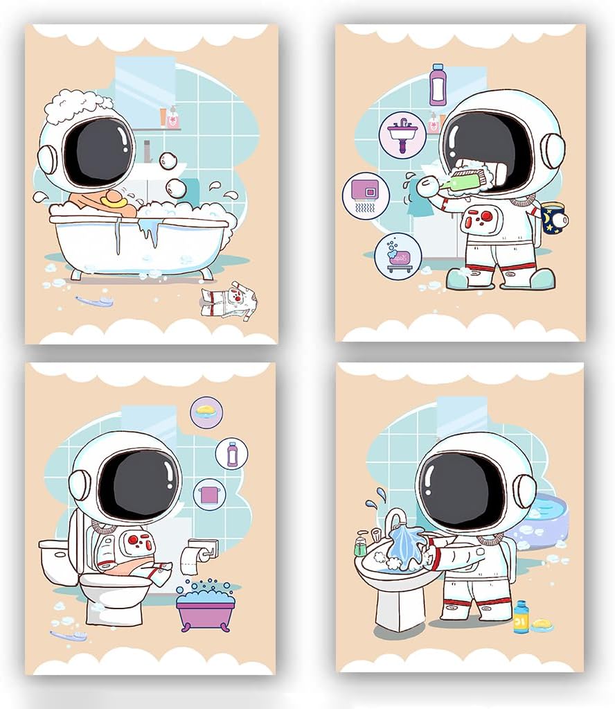 Amazon.com: Kids Nursery Space Decor，Astronaut Kids Bathroom Bedtime ...