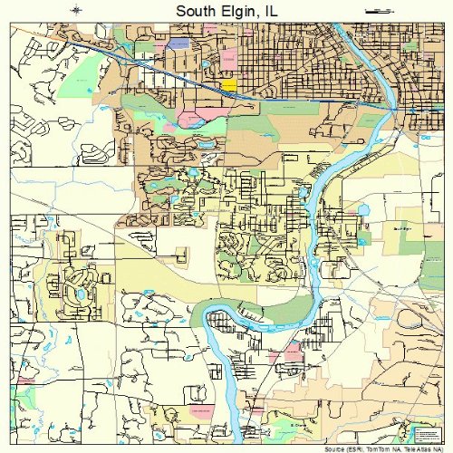Large Street & Road Map of South Elgin, Illinois IL - Printed poster ...