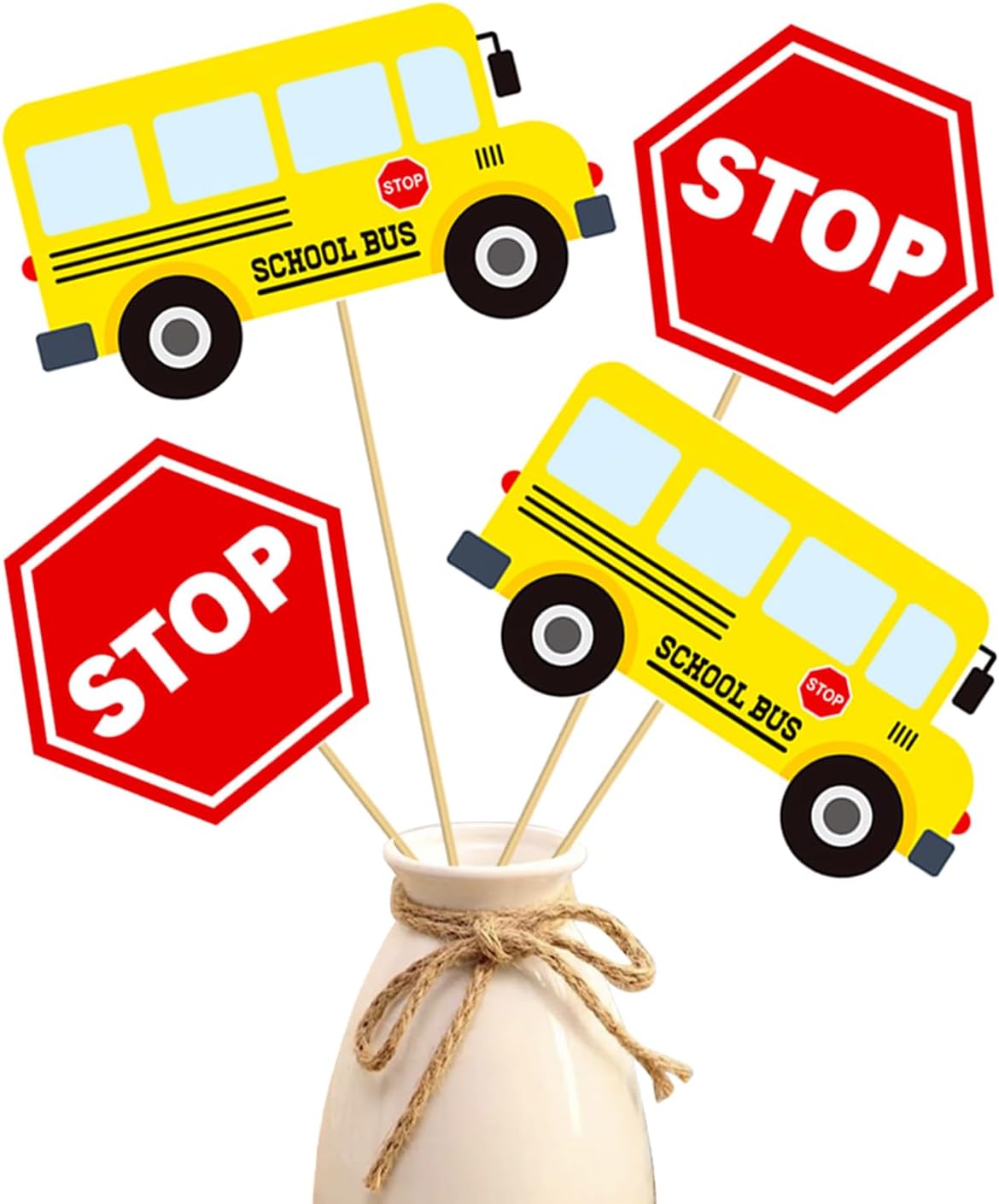 Amazon.com: Back to School Bus Centerpiece Sticks School Bus Birthday ...